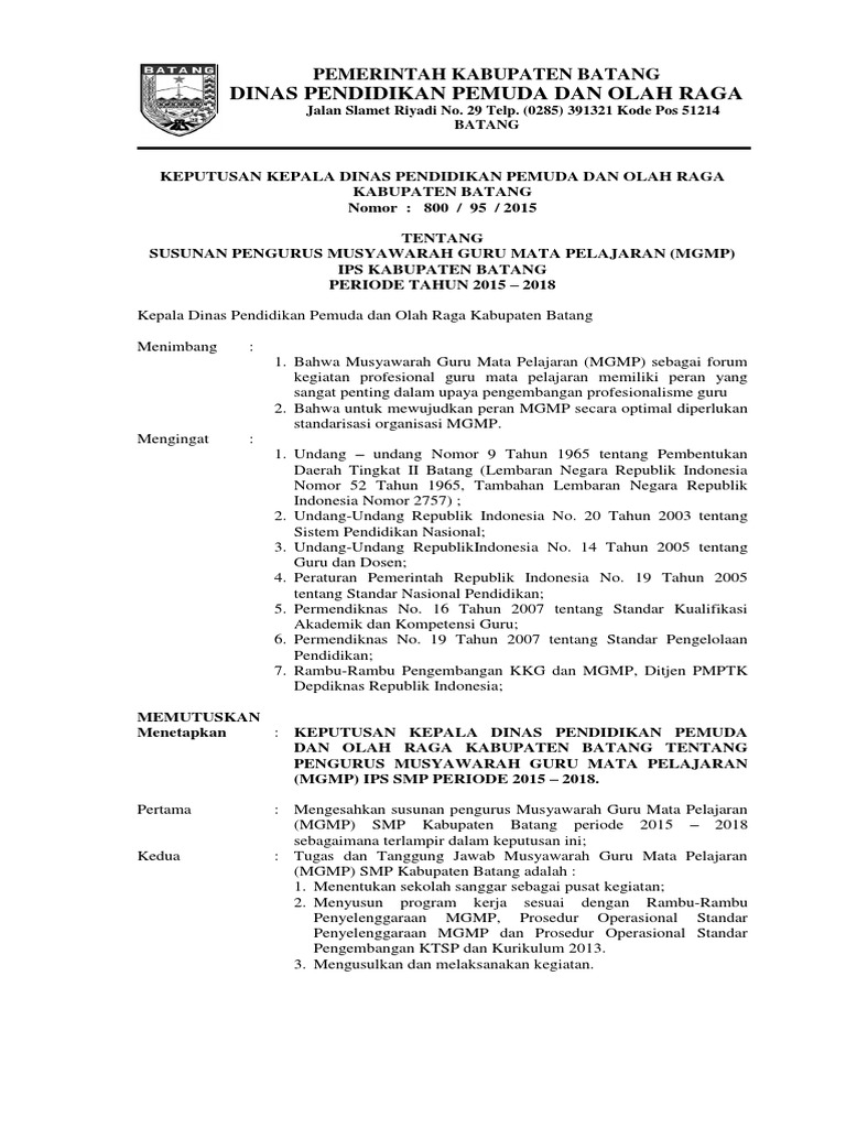 Contoh SK MGMP | PDF