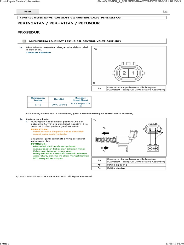 Pemeriksaan OCV (Oli Control Valve) - 1 PDF | PDF