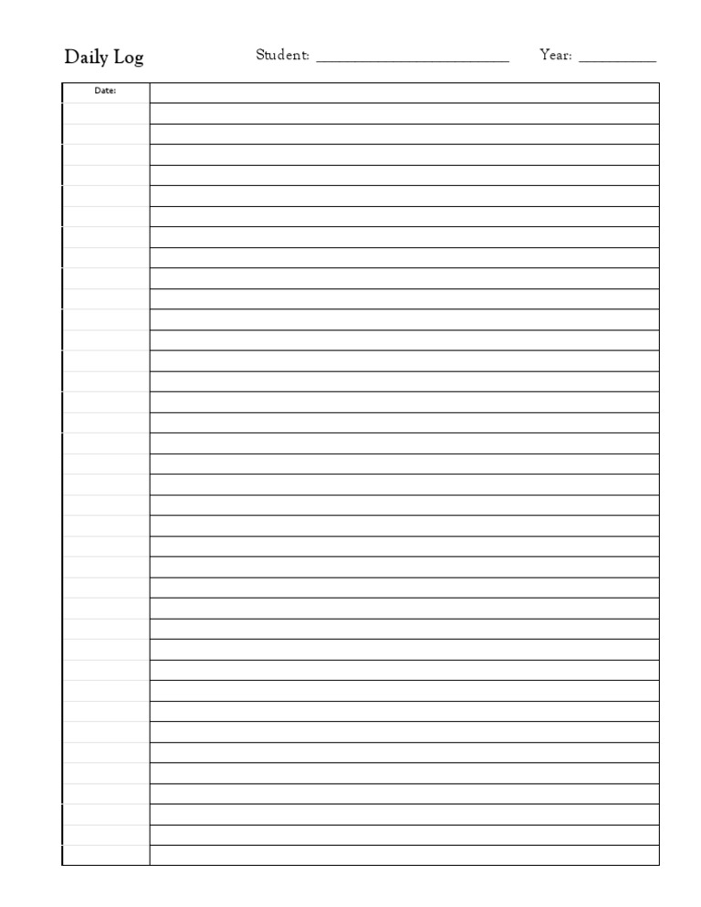 Daily Student Log Template | PDF