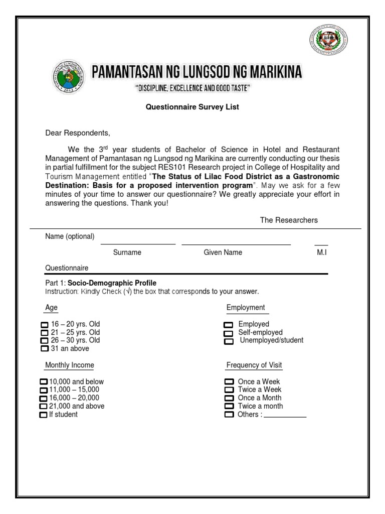 Questionnaire Survey | PDF | Questionnaire | Survey Methodology