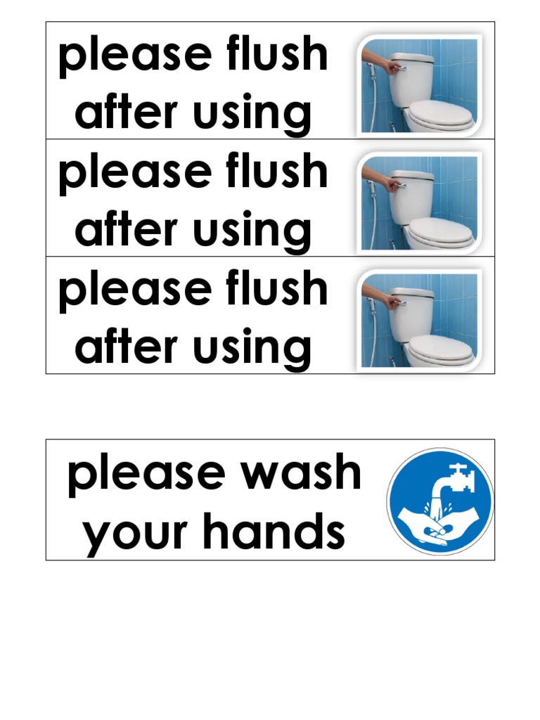 Restroom Etiquette: Flush & Wash Hands | PDF