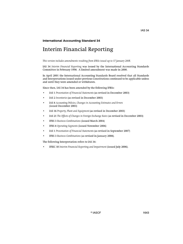 IAS 34 Interim Financial Reporting PDF | PDF | International Financial ...