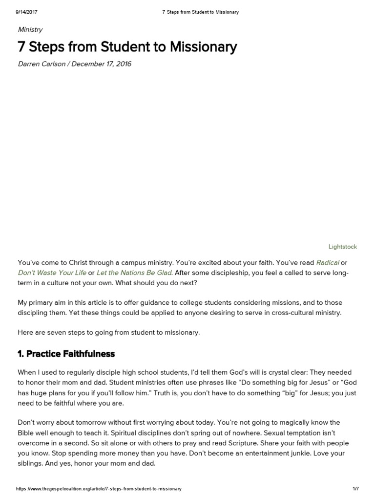 7 Steps From Student To Missionary | PDF | Disciple (Christianity ...