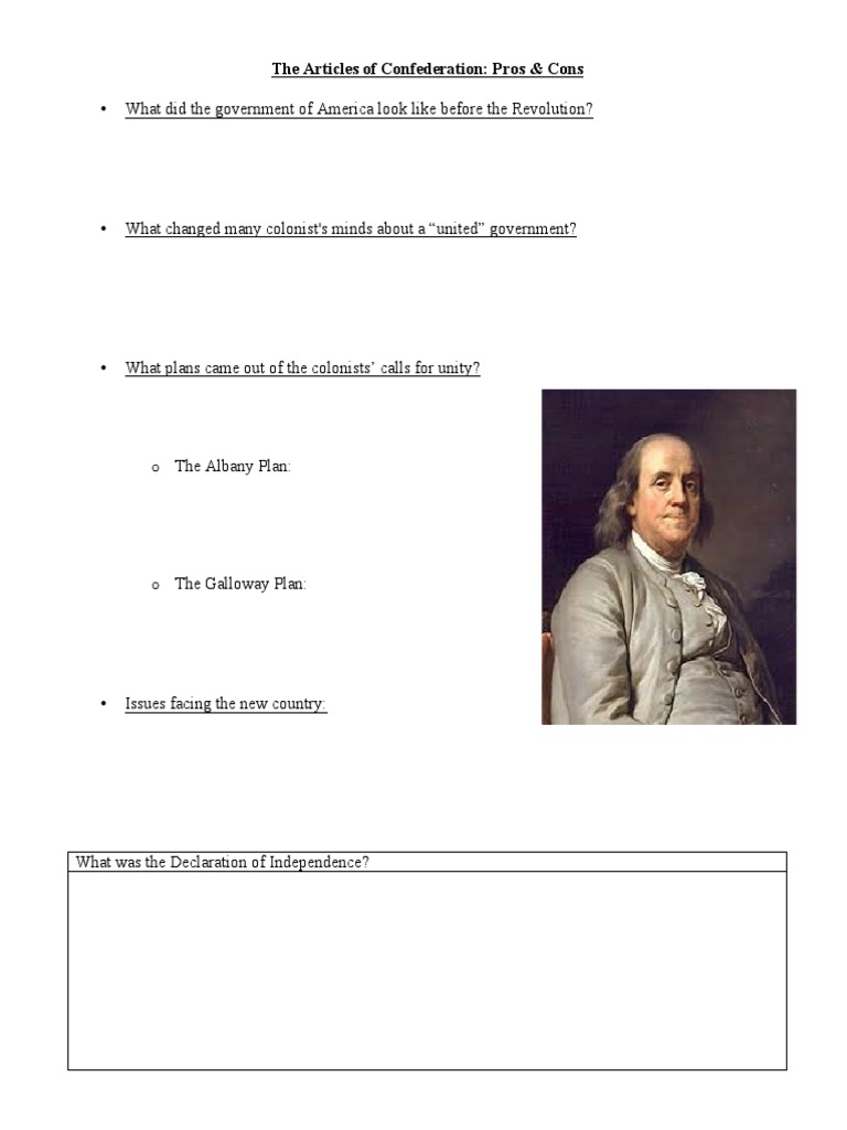 The Articles of Confederation: Pros & Cons | PDF | Colonial United ...