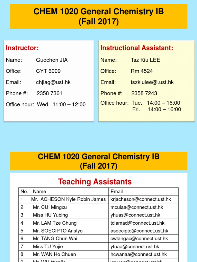 CHEM 1020 General Chemistry IB (Fall 2017) : Instructor: Instructional ...