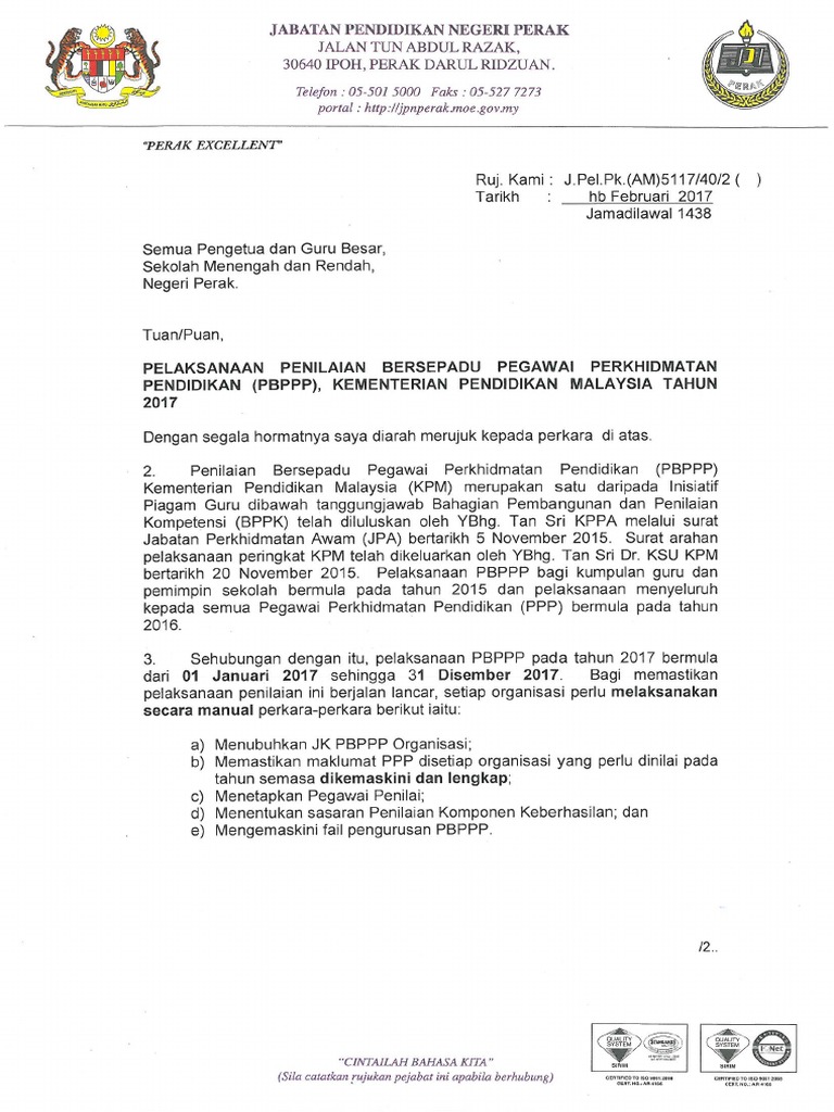 Surat Arahan JPN Perak | PDF