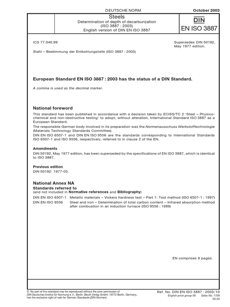 Din en Iso 3887 2003 | PDF | International Organization For Standardization | Metrology
