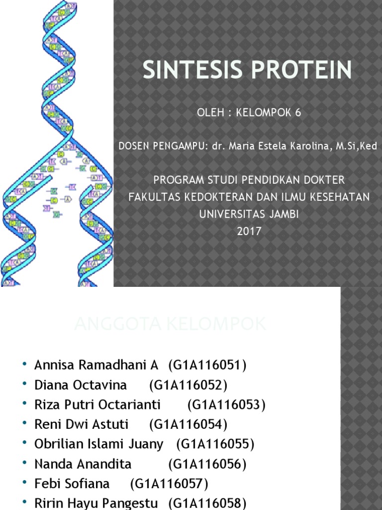 Sintesis Protein PPT (Biokimia Kelompok 6) | PDF