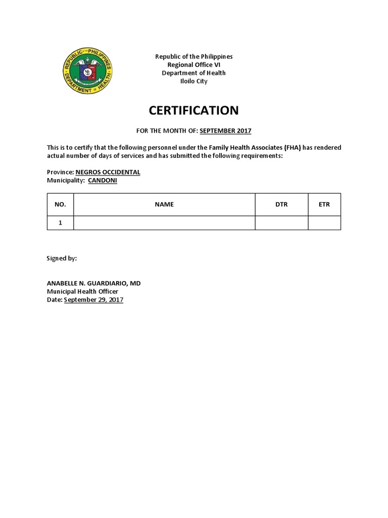 Certification - FHA | PDF