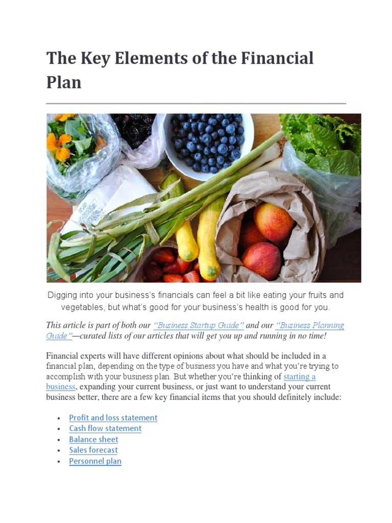 The Key Elements of The Financial Plan | PDF | Income Statement ...