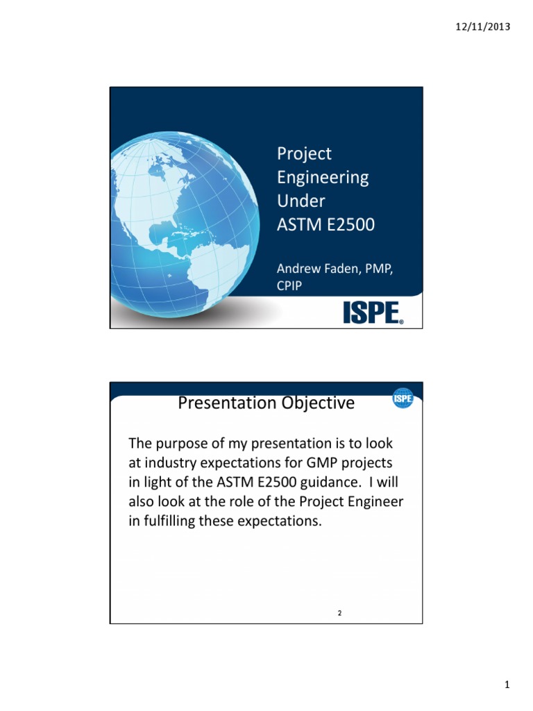 Project Engineering Under ASTM E2500: Presentation Objective | PDF | Industries | Business