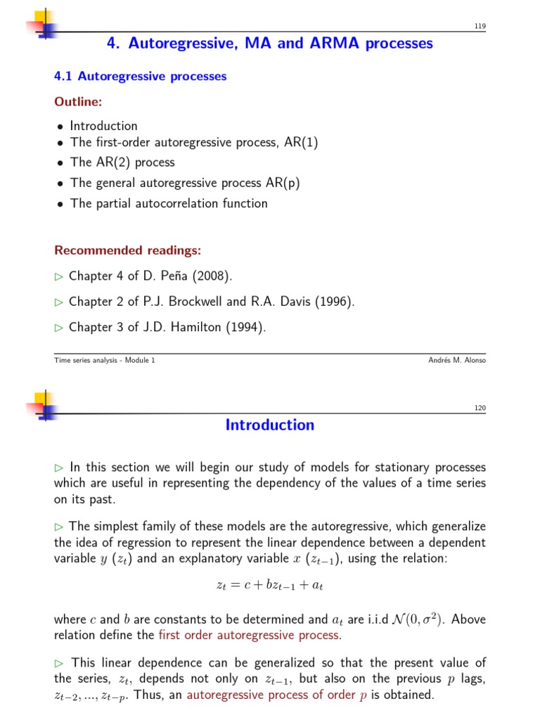 Autoregressive, MA and ARMA Processes | PDF | Autoregressive Model | Autocorrelation