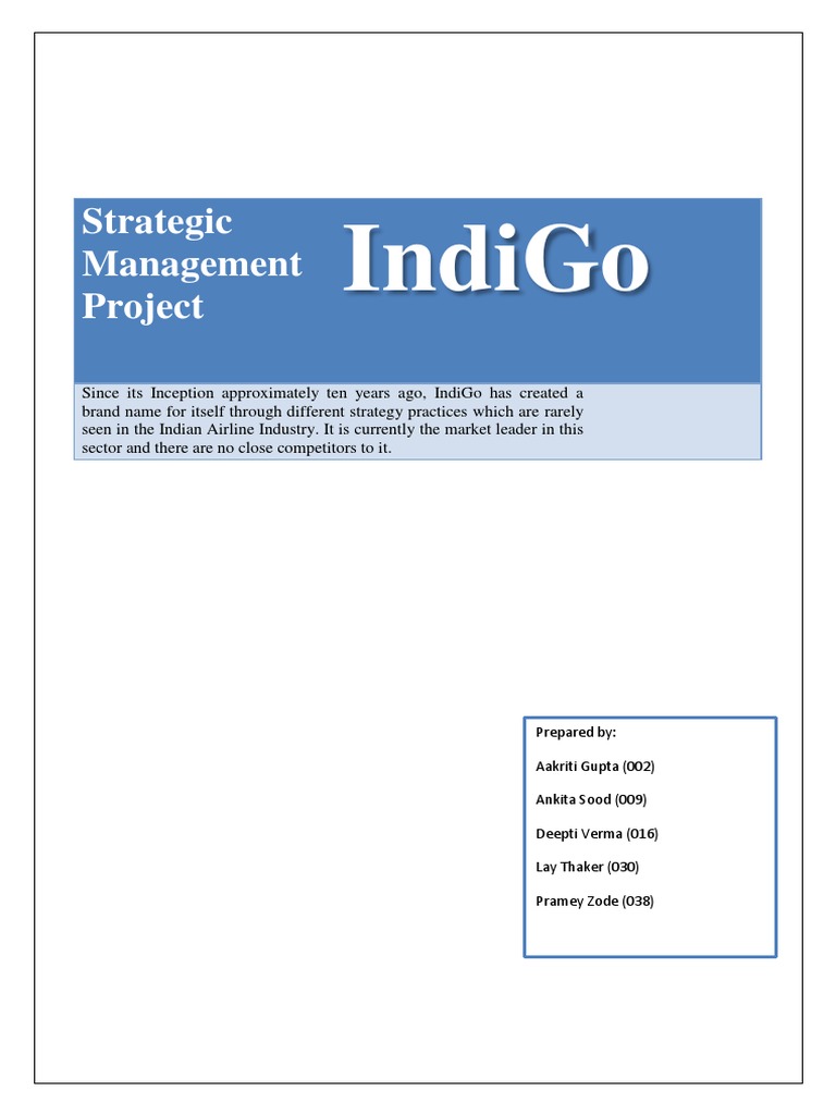 Indigo: Strategic Management Project | PDF | Airlines | Industries