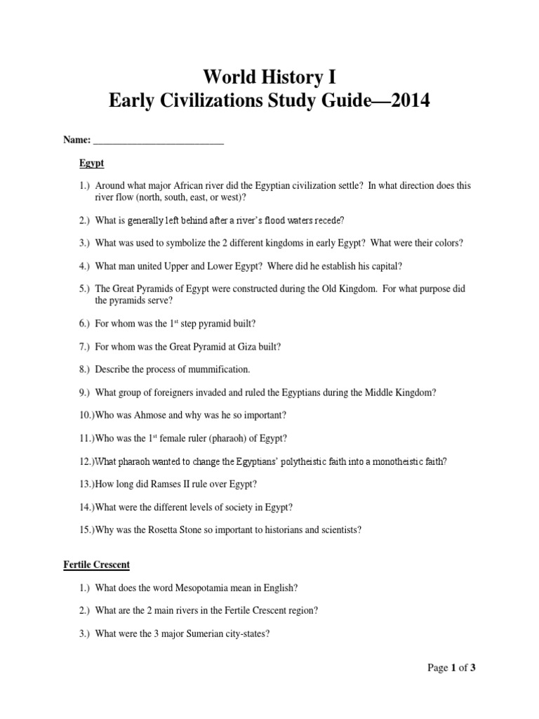 Early Civilizations Study Guide | PDF | Phoenicia | Babylon