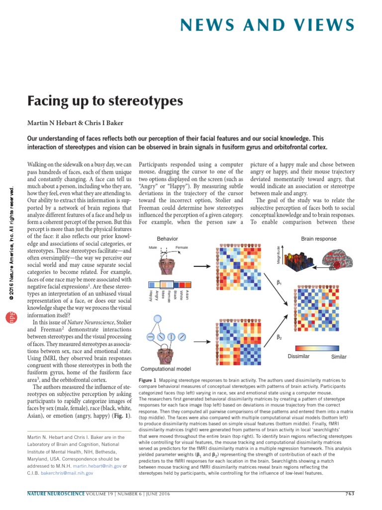 News and Views: Facing Up To Stereotypes | PDF | Functional Magnetic ...