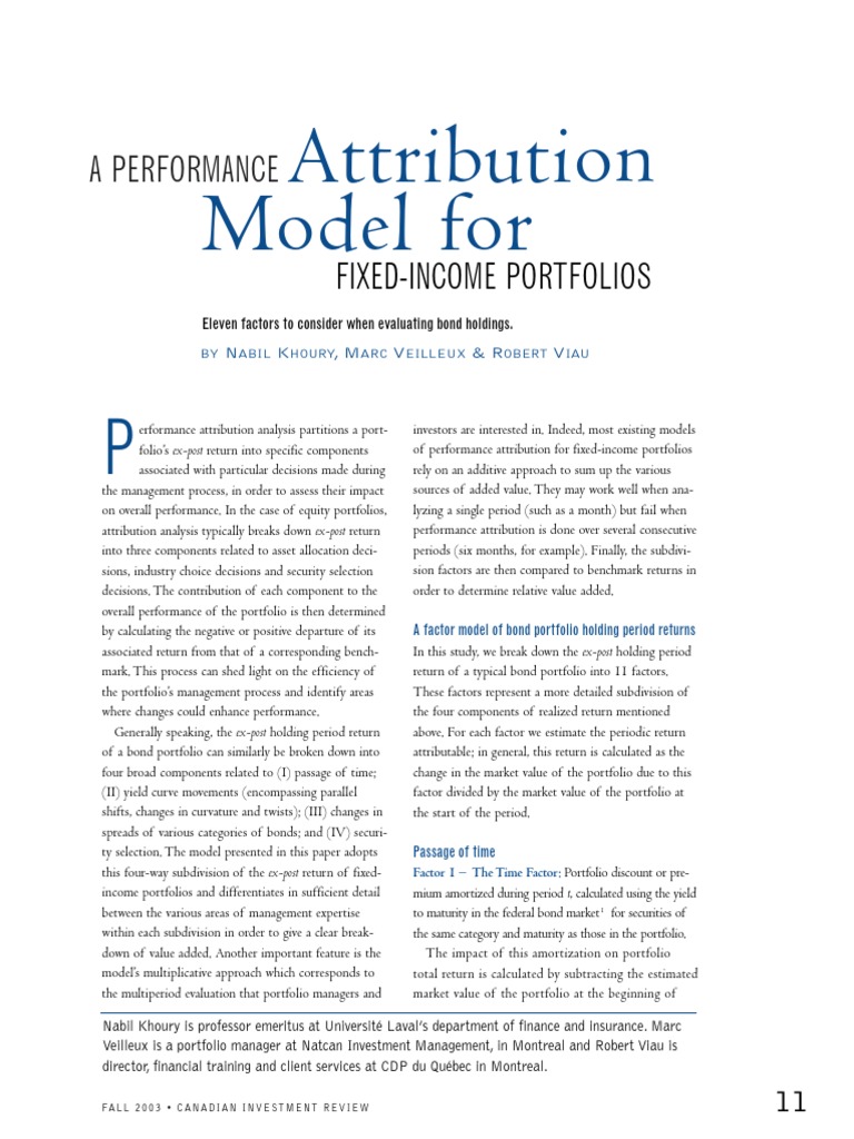 Attribution Model For: A Performance | PDF | Arbitrage | Bonds (Finance)