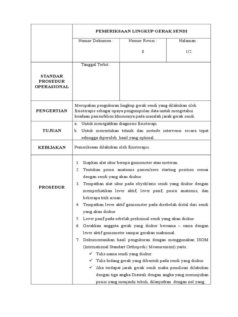 Sop Lingkup Gerak Sendi | PDF