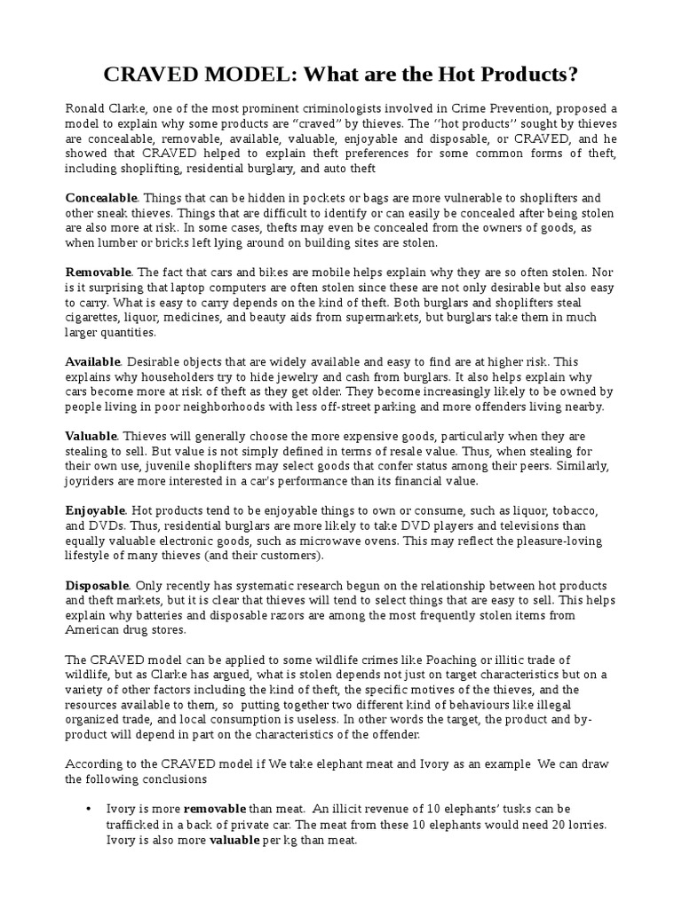 CRAVED MODEL: What Are The Hot Products? | PDF | Theft | Burglary