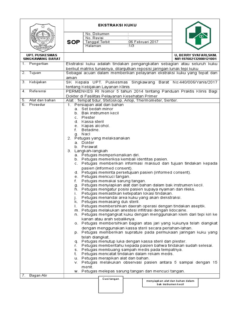 STANDAR OPERASIONAL PROSEDUR EKSTRAKSI KUKU DI PUSKESMAS | PDF