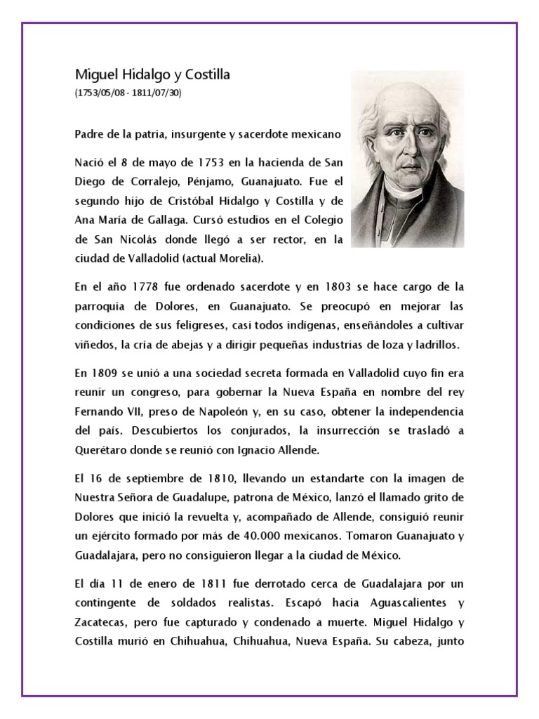 Miguel Hidalgo y Costilla | Antiguas colonias españolas | Colonización ...