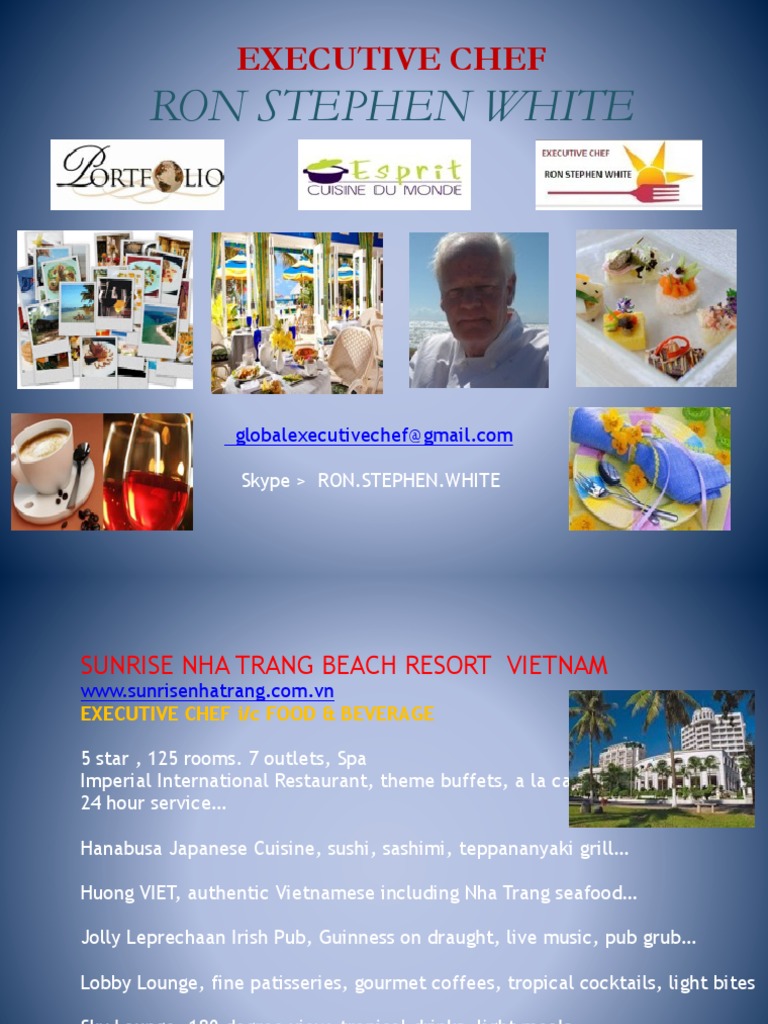 EXECUTIVE CHEF Culinary Portfolio 2015 | PDF | Restaurants | Menu