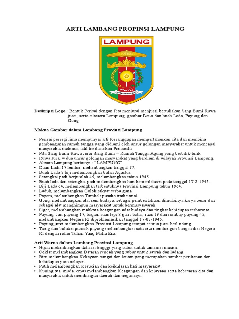 Arti Lambang Propinsi Lampung | PDF