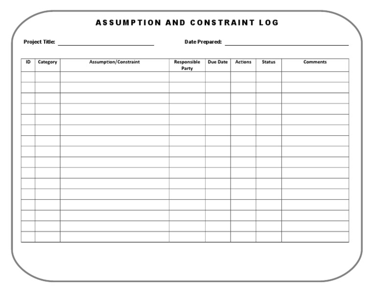 3.6 Assumption and Constraint Log | PDF