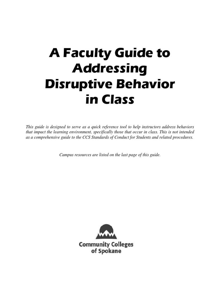 Addressing Disruptive Behaviors in Class | PDF | Syllabus | Behavior