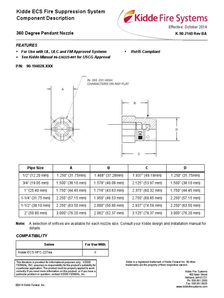 Kidde ECS Fire Suppression System Component Description: 360 Degree ...