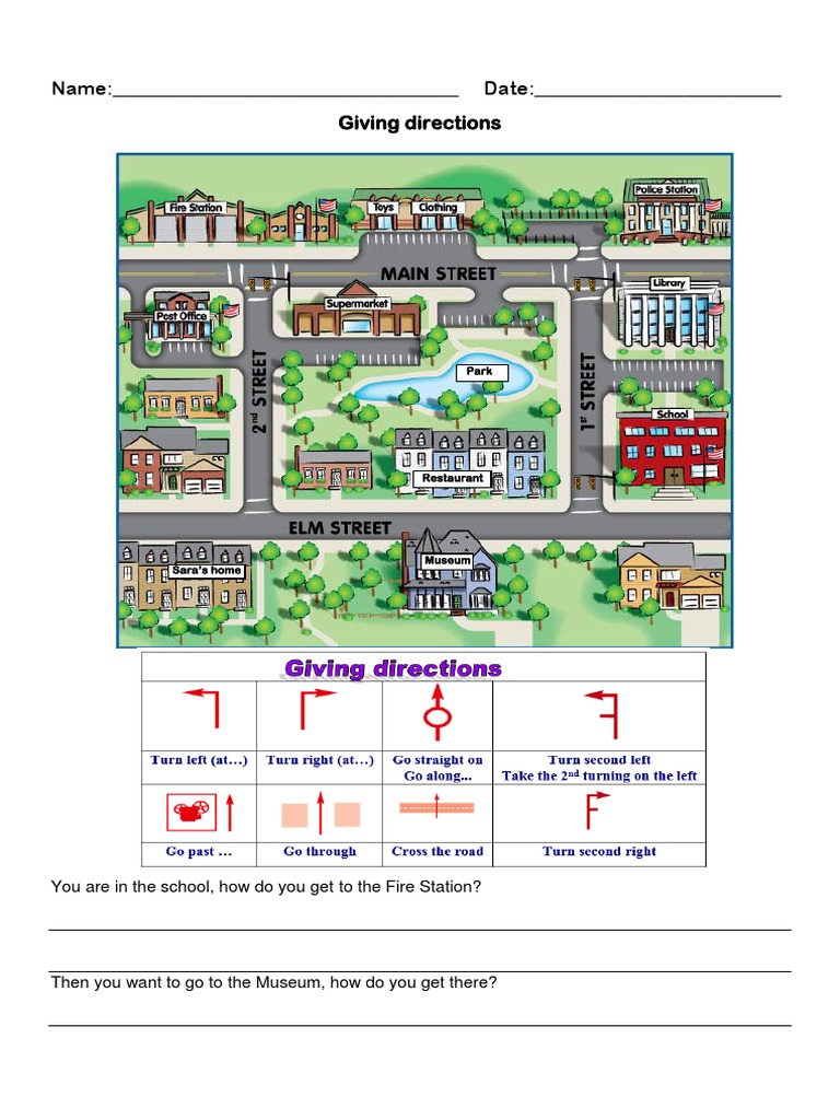 Name: - Date: - Giving Directions | PDF