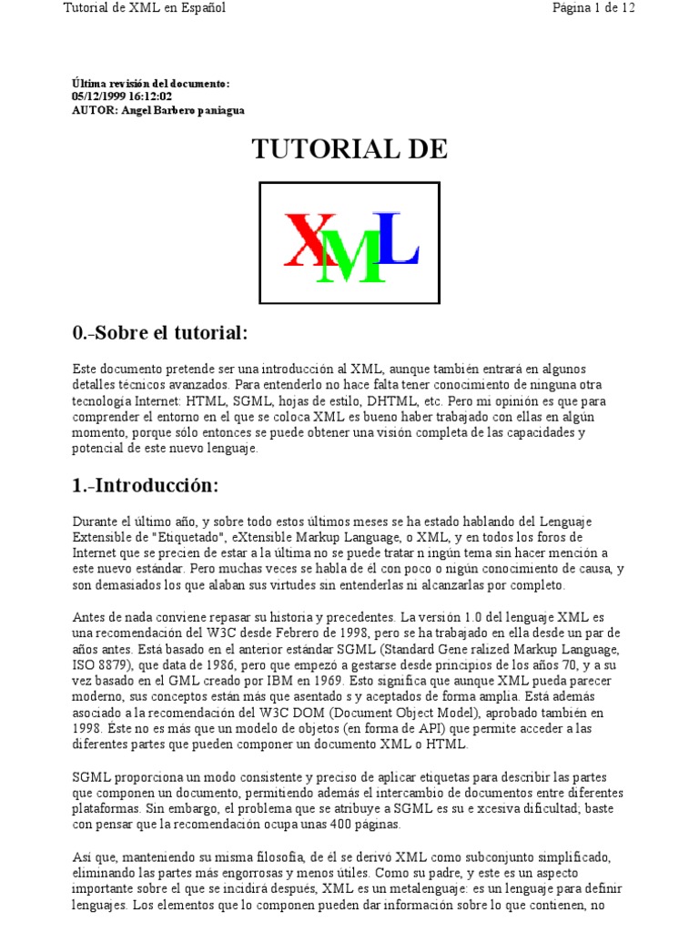 Tutorial de XML en Español | PDF | Xml | HTML