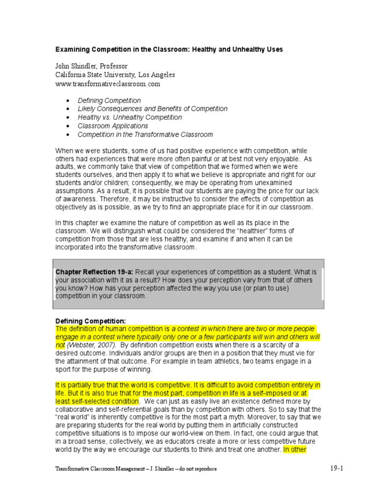 Impact of Classroom Competition | PDF | Classroom Management | Motivation