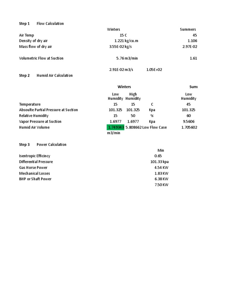 Blower Power Calculations | PDF | Humidity | Relative Humidity