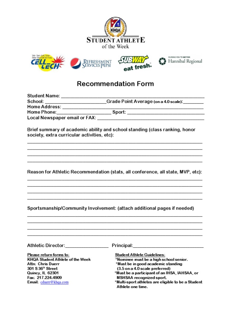 SAW Recommendation Form 2017 | PDF