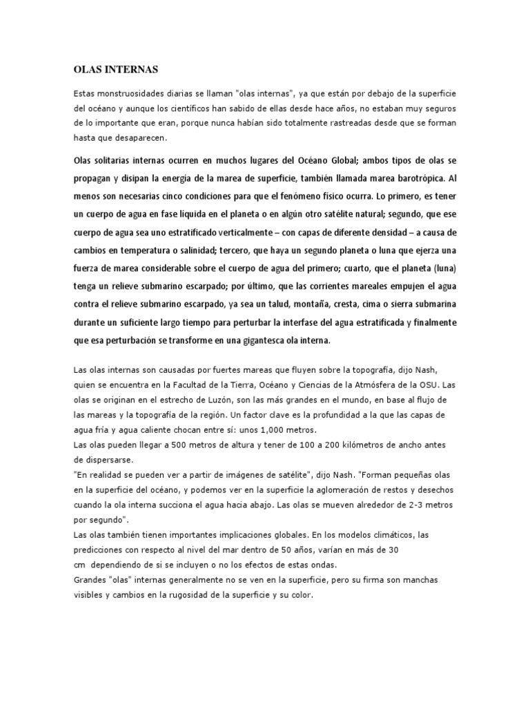 Taller de Olas | Descargar gratis PDF | Marea | Olas