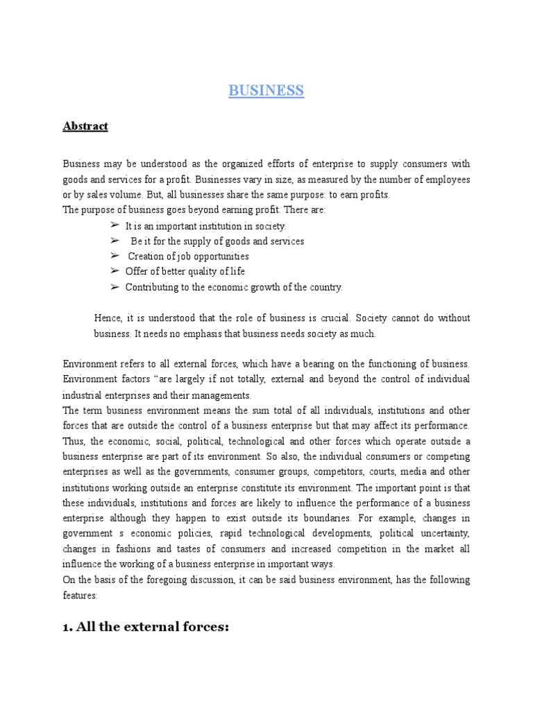 Business: 1. All The External Forces | PDF | Competition | Economics