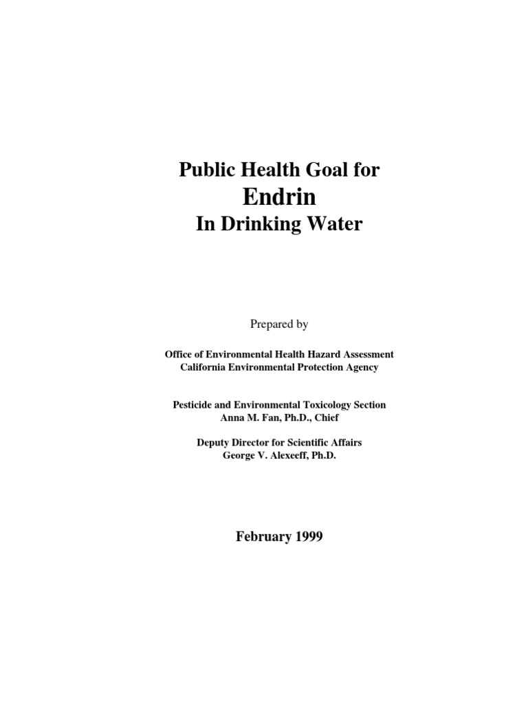 Endrin: Public Health Goal For in Drinking Water | PDF | Toxicity | Risk