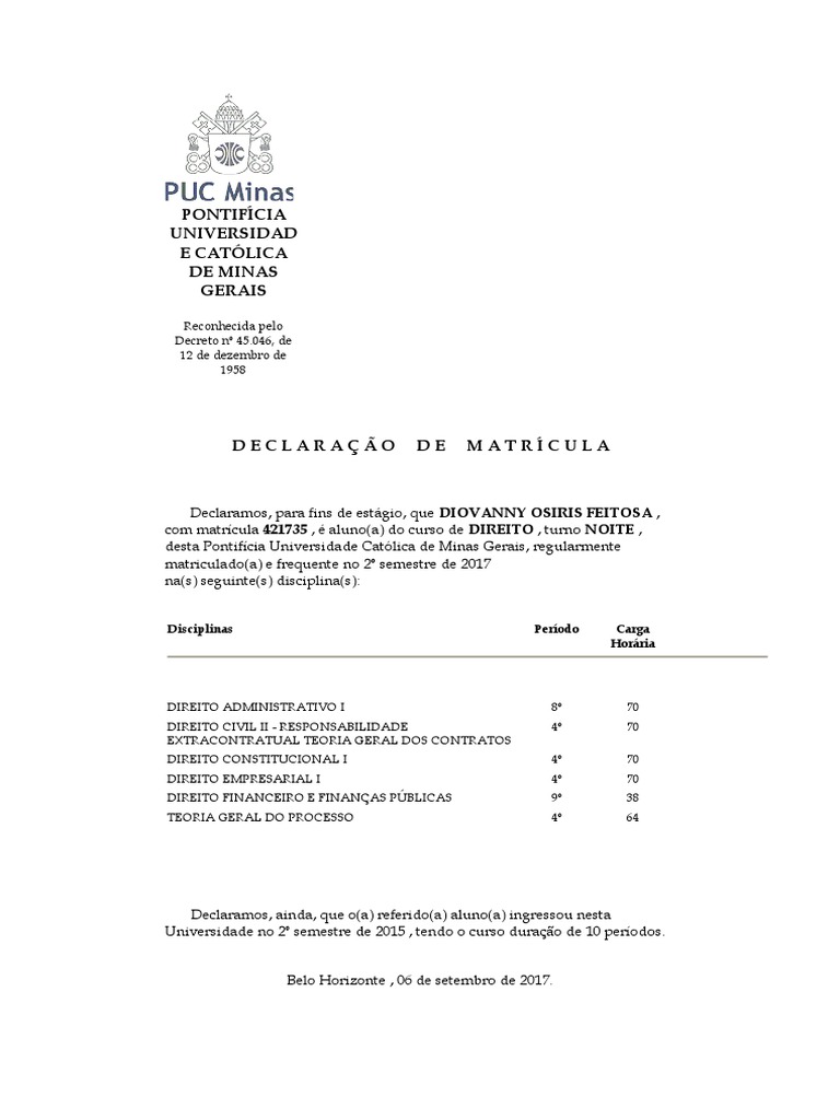 Comprovante de Matricula | PDF