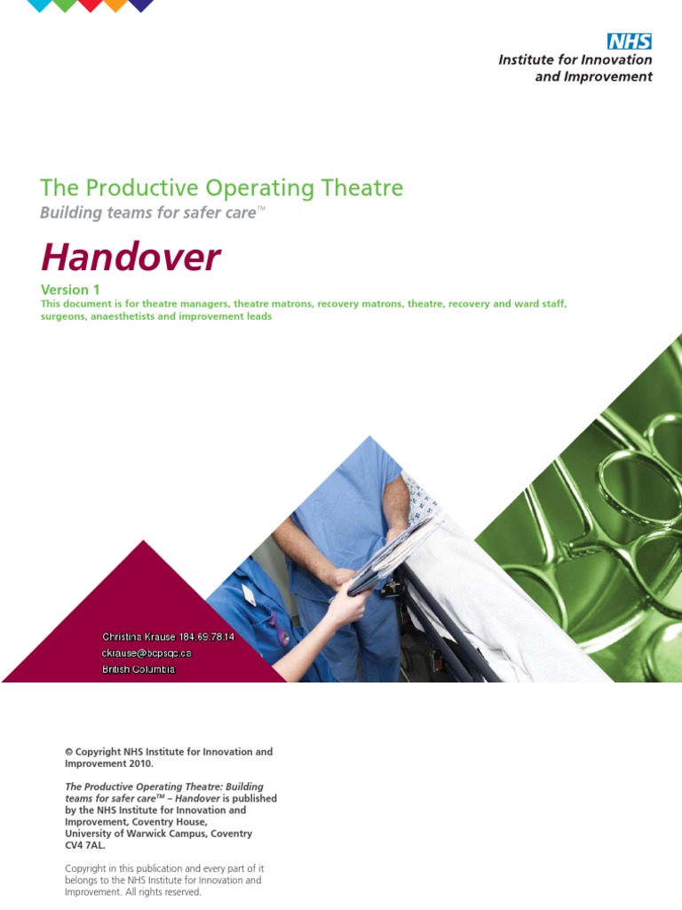 Handover: The Productive Operating Theatre | Download Free PDF ...