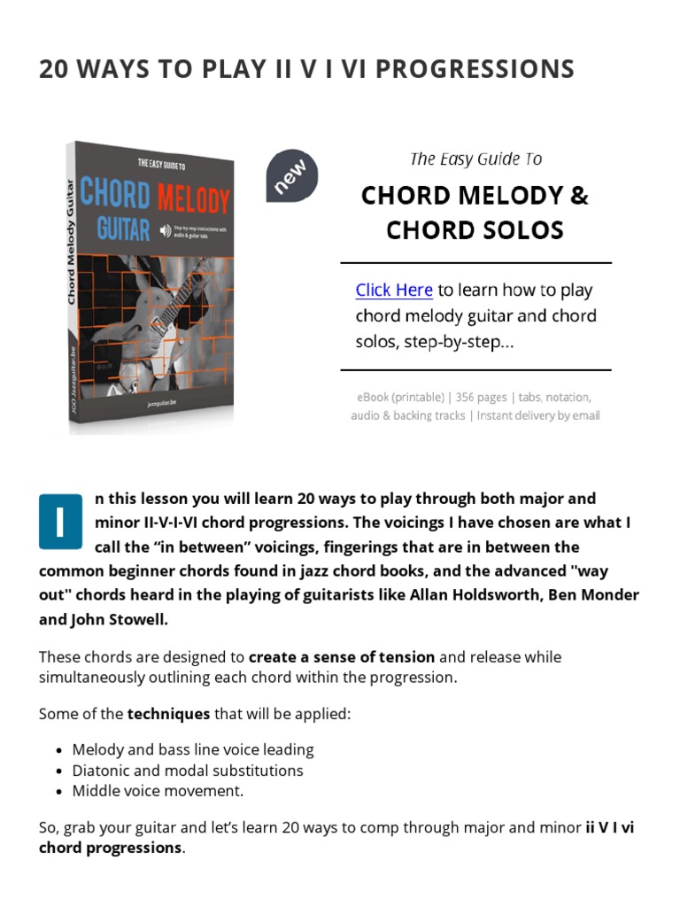 20 Ways To Play II V I VI Chord Progression | PDF | Chord (Music ...