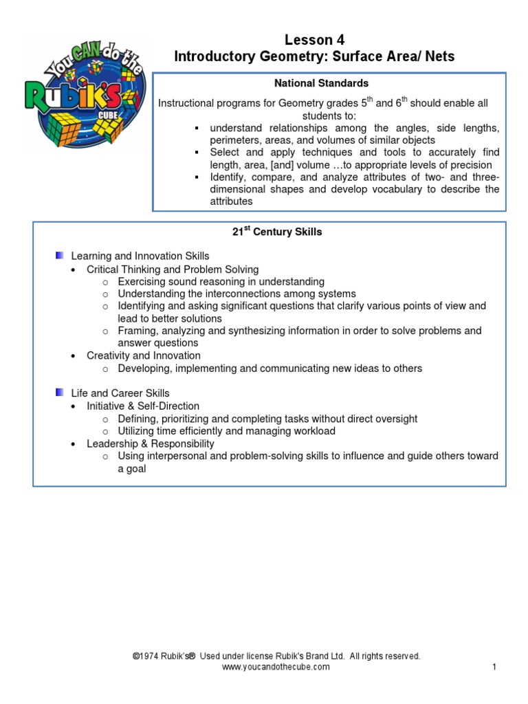 Intro Geo 4 - Surface Area Nets | PDF | Rectangle | Geometry