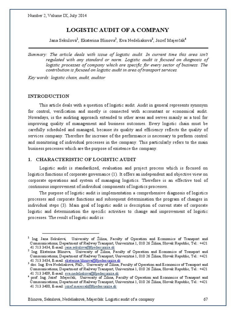 Logistic Audit of A Company | PDF | Audit | Business Process
