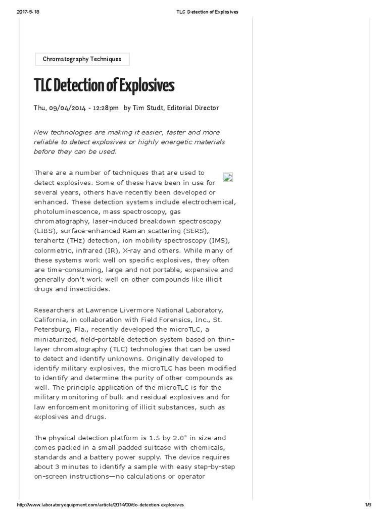 TLC Detection of Explosives | PDF | Thin Layer Chromatography ...