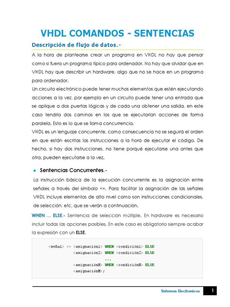 Comandos VHDL | PDF | Vhdl | Puerta lógica