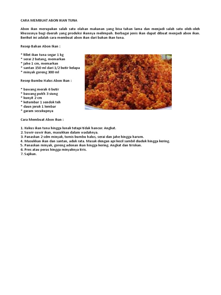 RESEP PEMBUATAN ABON IKAN | PDF