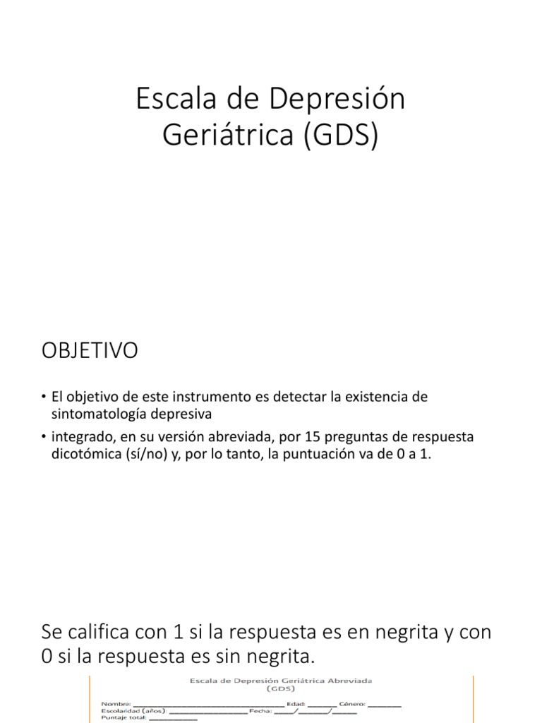 Escala de Depresión Geriátrica (GDS) | PDF | Depresión (estado de ánimo ...
