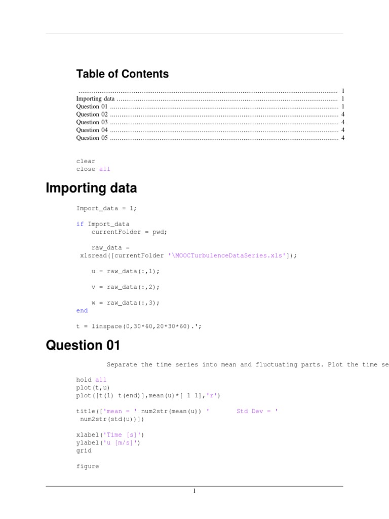 Introduction To Quiz: Wind Data Analysis - Solution Matlab | PDF ...