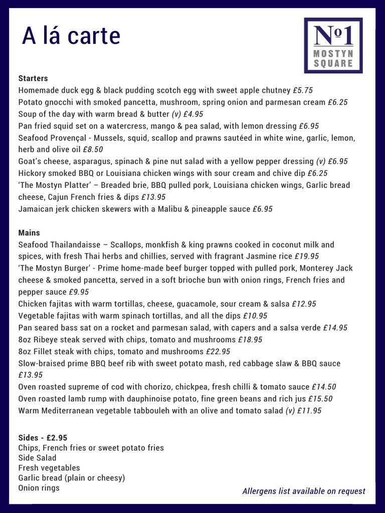 A Lá Carte: Starters | PDF