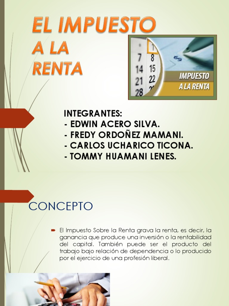 Diapositivas de Impuesto A La Renta | PDF | Impuesto sobre la renta | Fundación (sin fines de lucro)