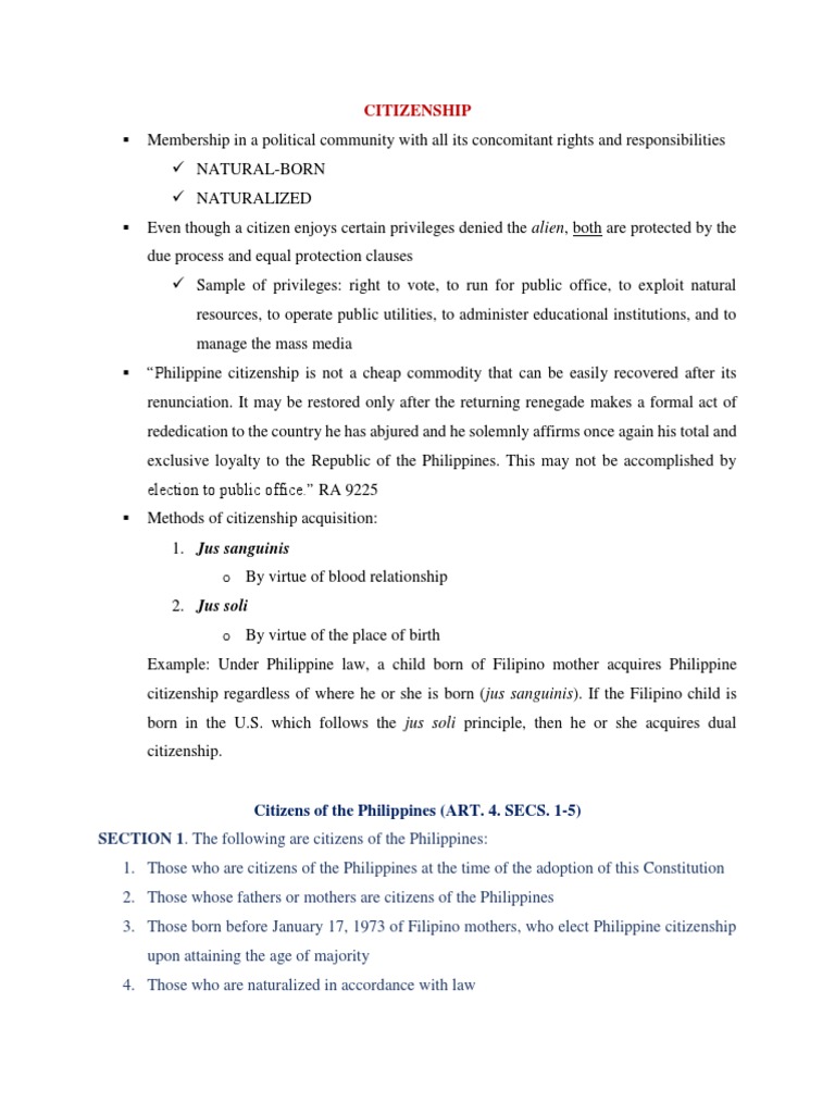 Citizenship (Consti) | PDF | Naturalization | Allegiance Citizenship (Consti) | PDF | Naturalization | Allegiance